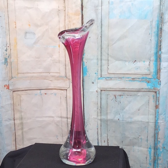 Unknown | Accents | Cased Raspberry Glass Vase | Poshmark
